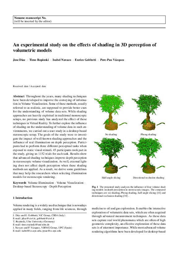 (PDF) An experimental study on the effects of shading in 3D perception ...