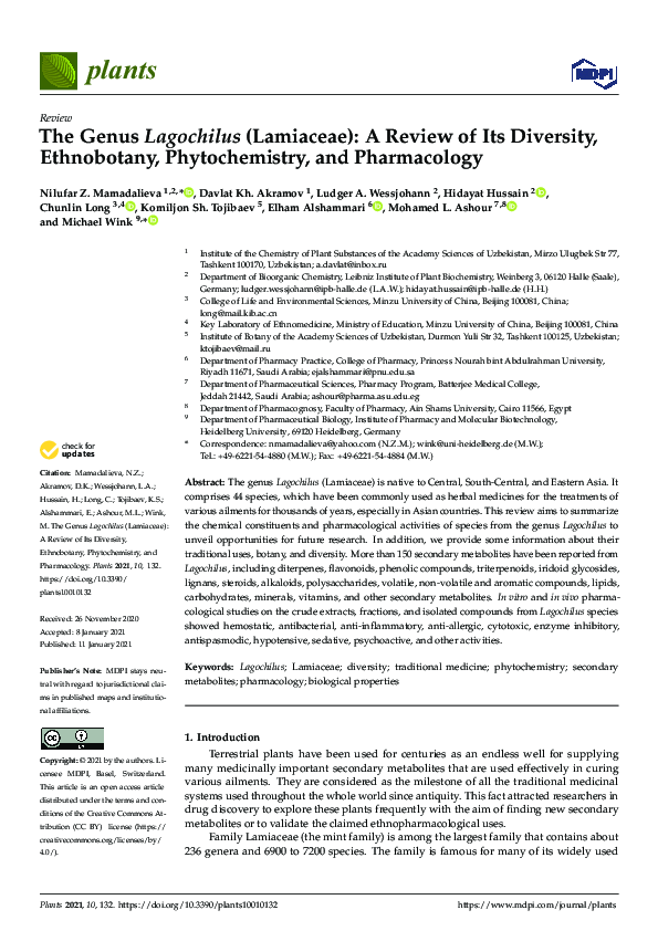 (PDF) The Genus Lagochilus (Lamiaceae): A Review of Its Diversity ...