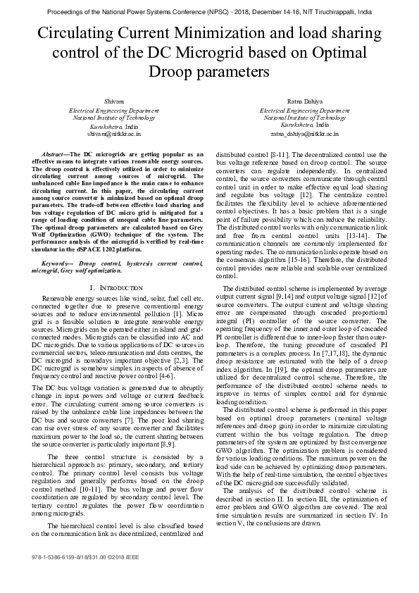 Pdf Circulating Current Minimization And Load Sharing Control Of The Dc Microgrid Based On 5913