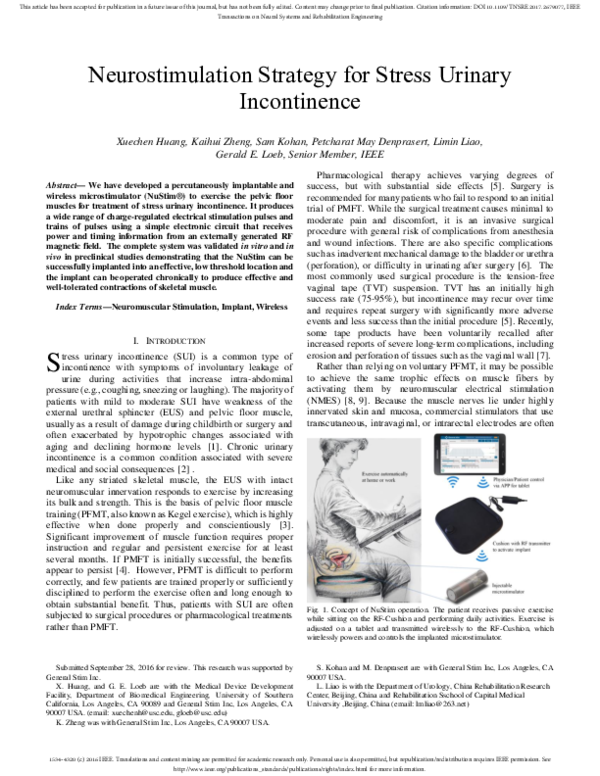 (PDF) Neurostimulation Strategy for Stress Urinary Incontinence