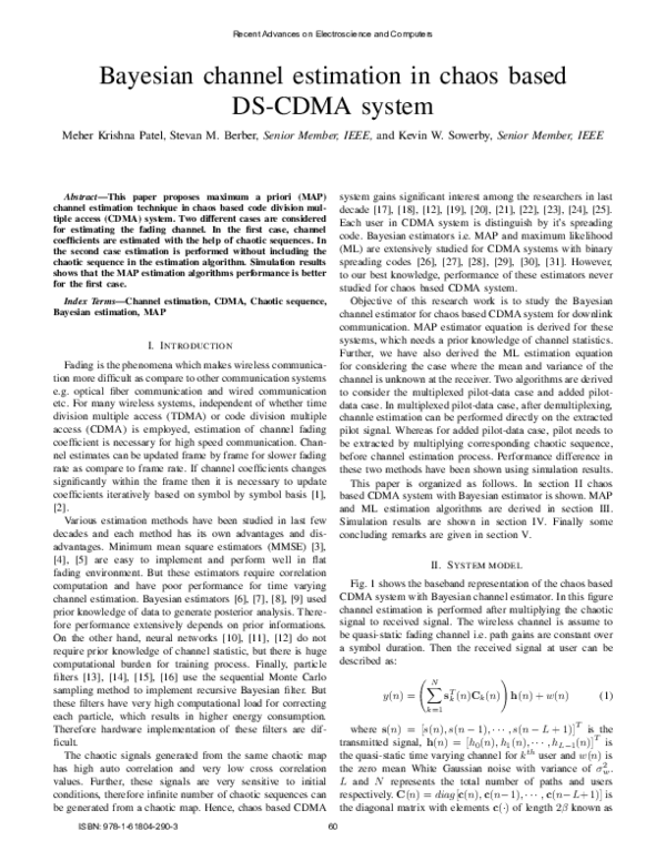 (PDF) Bayesian channel estimation in chaos based DS-CDMA system