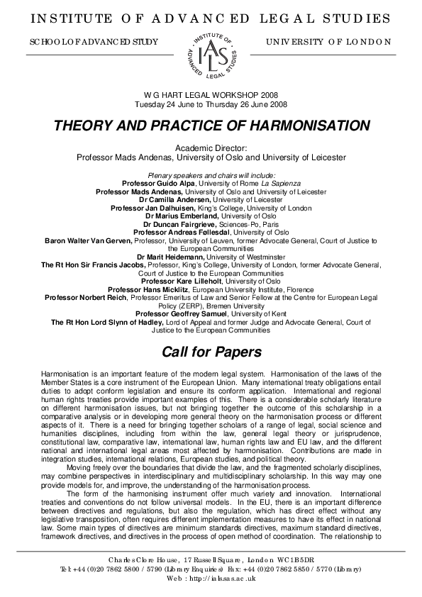 (PDF) Theory and Practice of Harmonisation