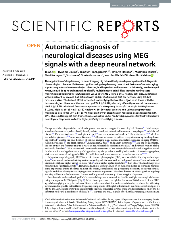 (PDF) Automatic diagnosis of neurological diseases using MEG signals ...