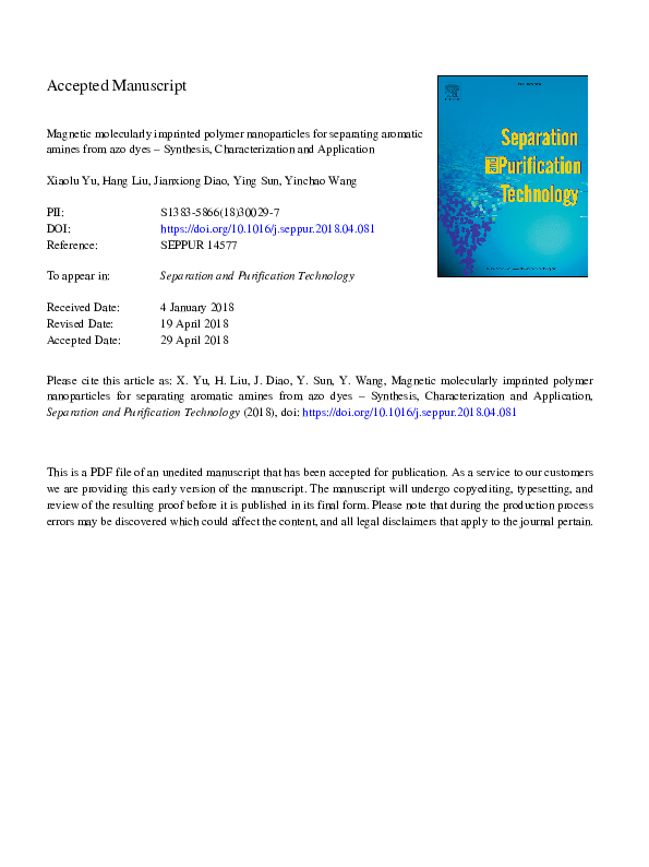 (PDF) Magnetic molecularly imprinted polymer nanoparticles for the solid-phase extraction of ...