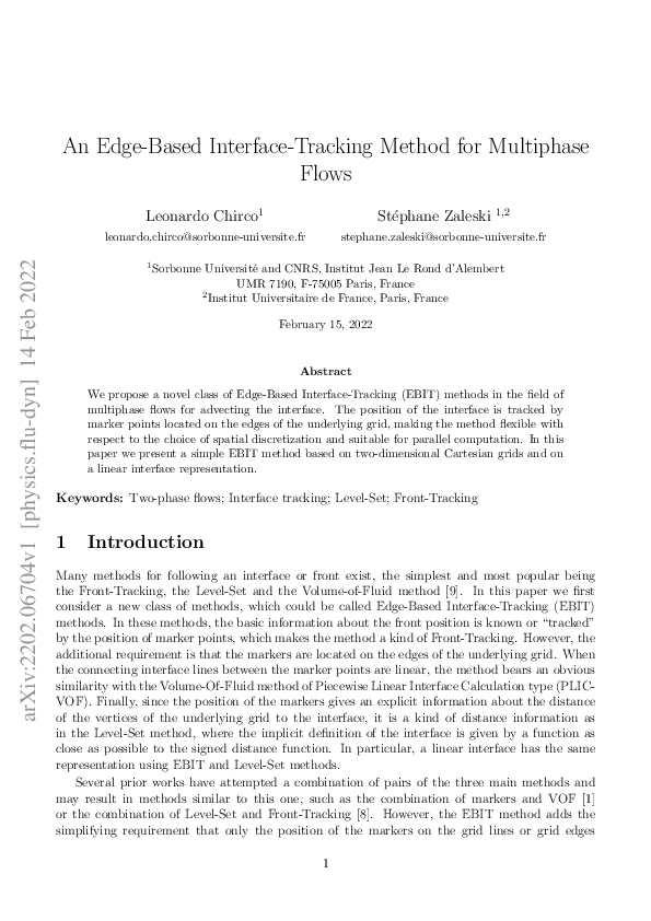 Pdf An Edge Based Interface Tracking Method For Multiphase Flows 1225