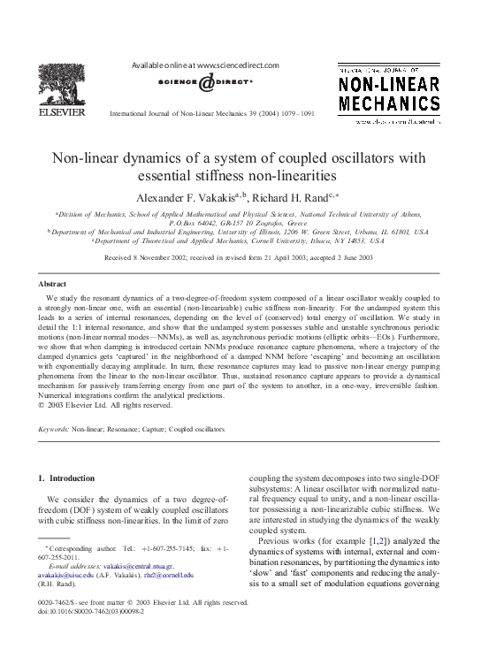 (PDF) Non-linear dynamics of a system of coupled oscillators with ...