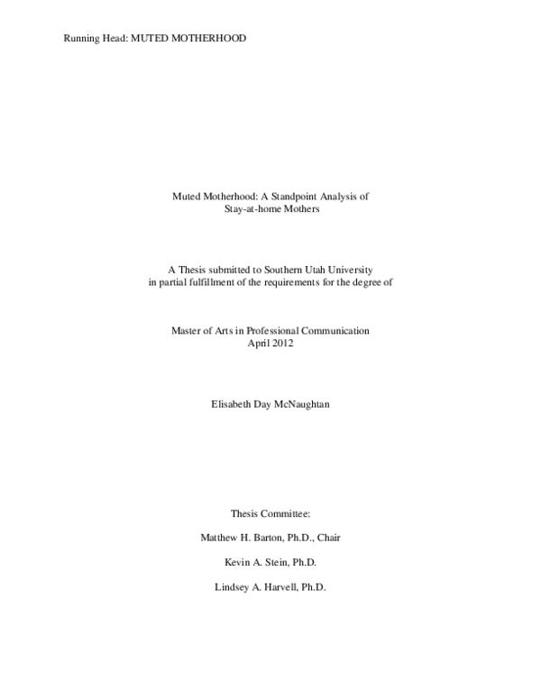 (PDF) Muted Motherhood: A Standpoint Analysis of Stay-at-home Mothers A ...