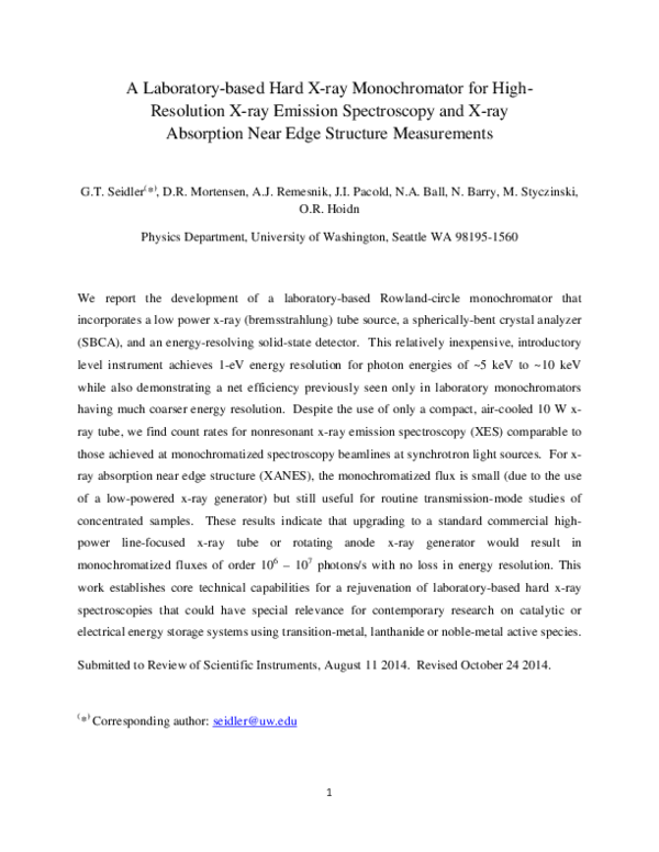 (PDF) A laboratory-based hard x-ray monochromator for high-resolution x ...