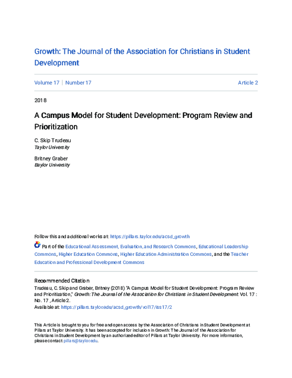 (PDF) A Campus Model for Student Development: Program Review and ...