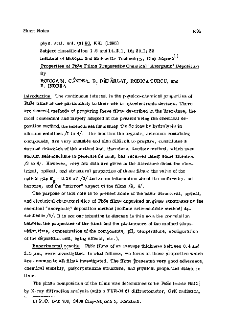 (PDF) Properties of PbSe films preparedby chemical “anorganic” deposition