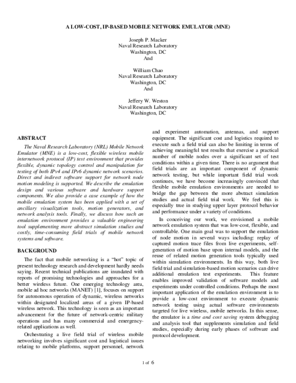 (PDF) A low-cost, IP-based mobile network emulator (MNE)