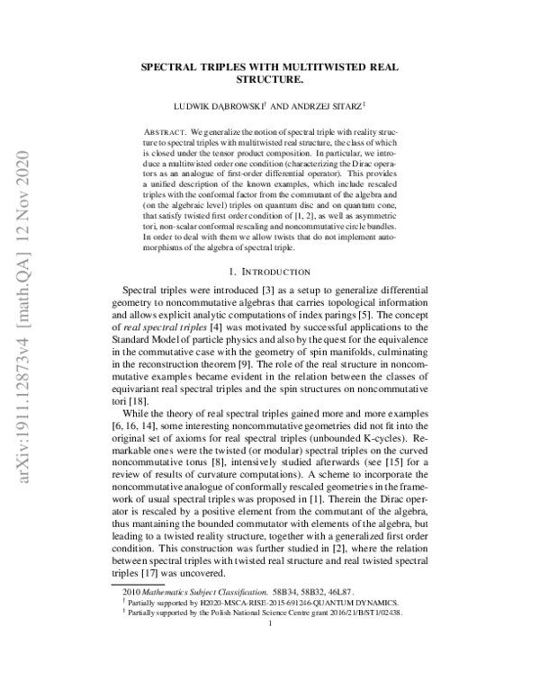 (PDF) Spectral triples with multitwisted real structure