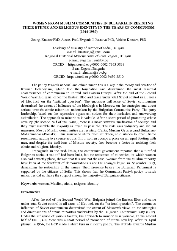 (PDF) Georgi Krastev_Evgenia I Ivanova_Velcho Krastev-WOMEN FROM MUSLIM ...