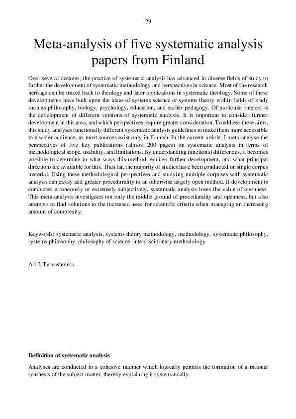 (PDF) Meta-analysis of five systematic analysis papers from Finland