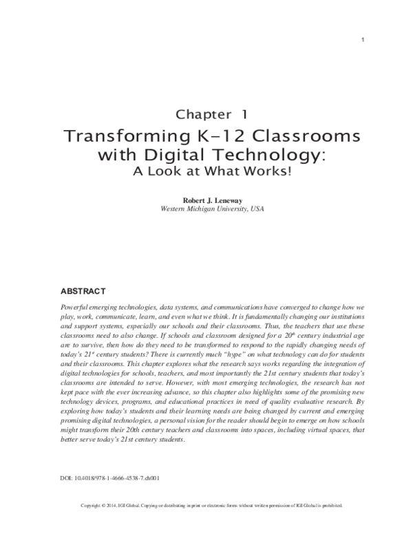 (PDF) Transforming K-12 Classrooms with Digital Technology