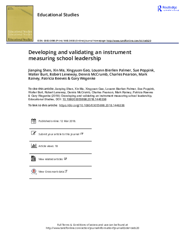(PDF) Developing and validating an instrument measuring school leadership