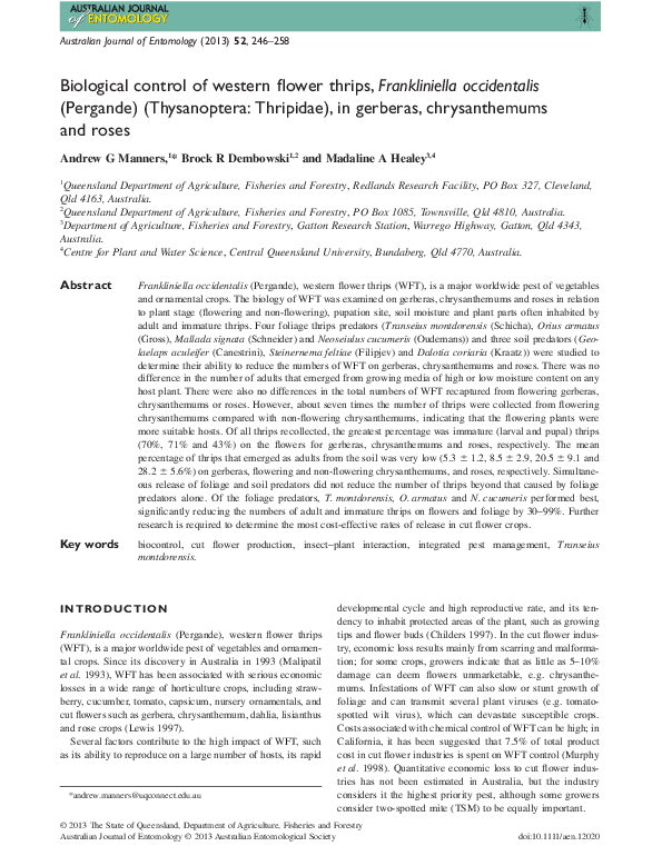 (PDF) Biological control of western flower thrips,Frankliniella ...