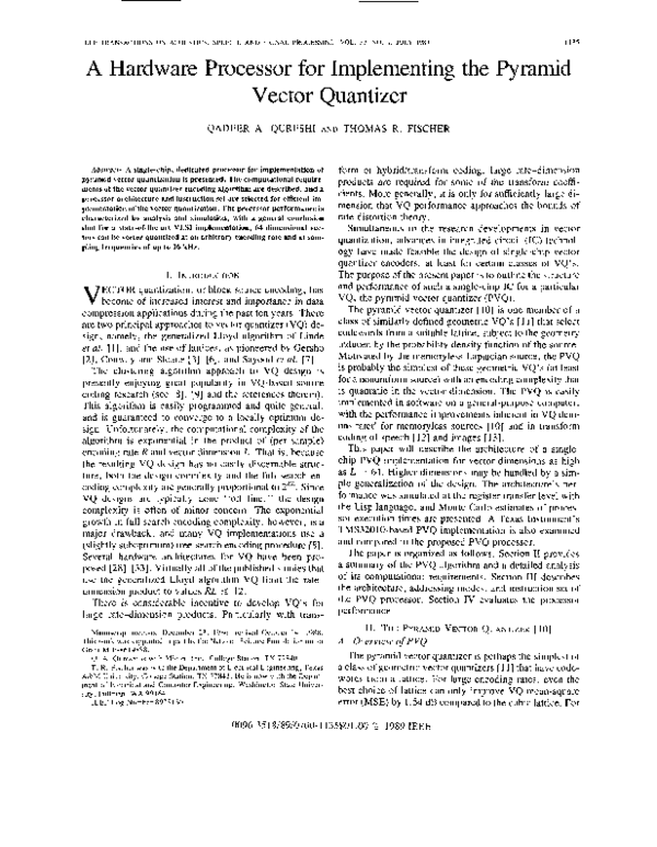 (PDF) A hardware processor for implementing the pyramid vector quantizer
