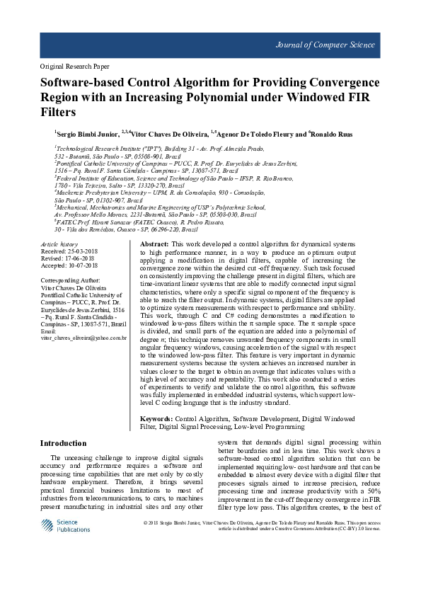 Pdf Software Based Control Algorithm For Providing Convergence Region 7316