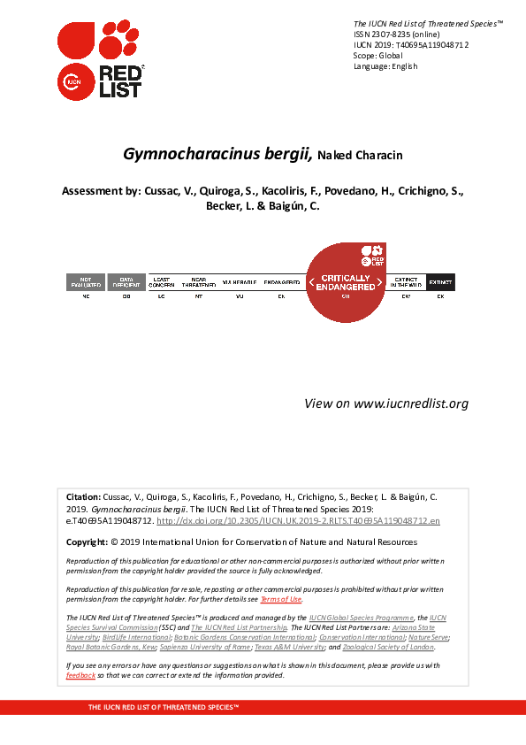 (PDF) Gymnocharacinus bergii: Naked Characin