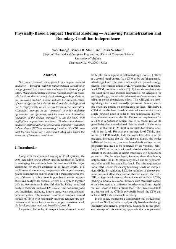 Pdf Physically Based Compact Thermal Modeling Achieving Parametrization And Boundary Condition