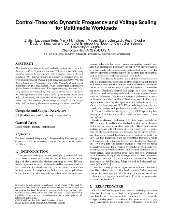 (PDF) Control-theoretic dynamic frequency and voltage scaling for multimedia workloads