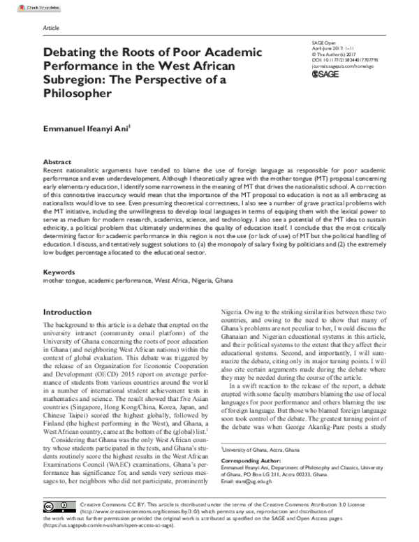 (PDF) Debating the Roots of Poor Academic Performance in the West ...