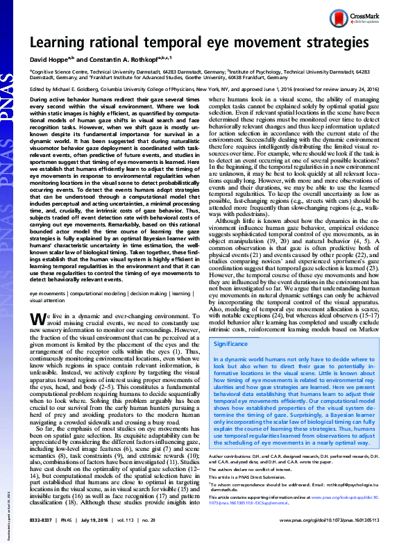 (PDF) Learning rational temporal eye movement strategies