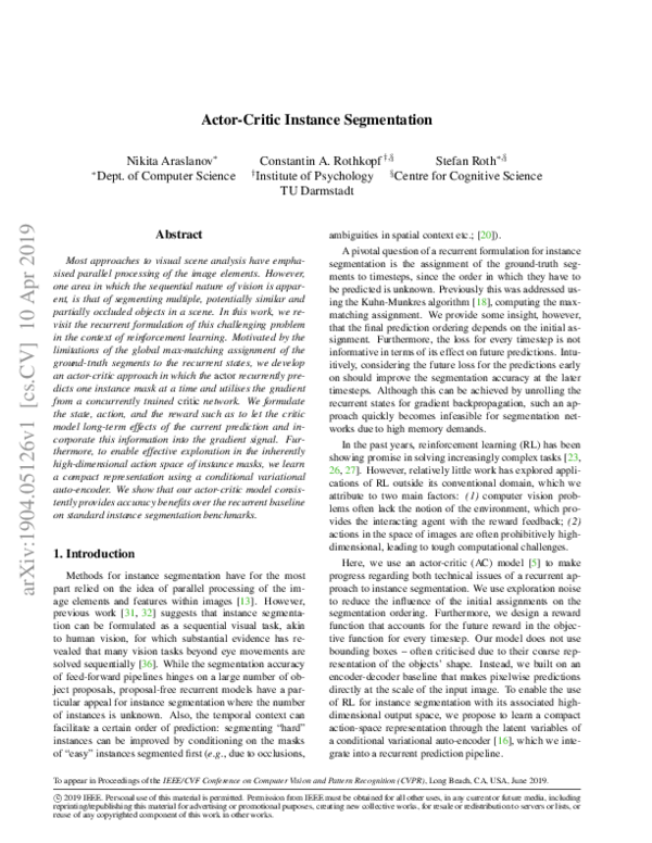 (PDF) Actor-Critic Instance Segmentation
