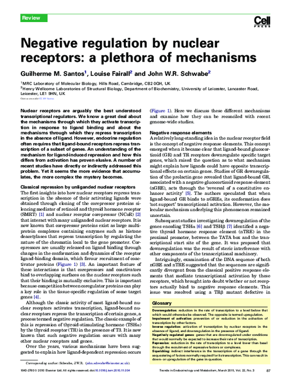 (PDF) Negative regulation by nuclear receptors: a plethora of mechanisms