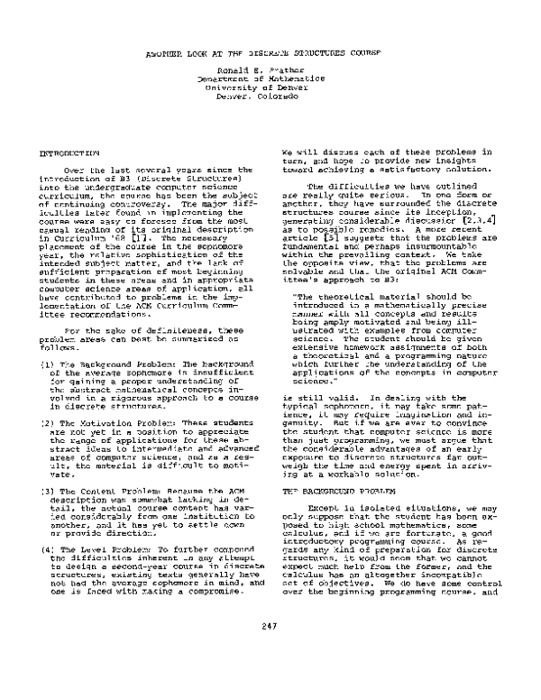 (PDF) Another look at the discrete structures course