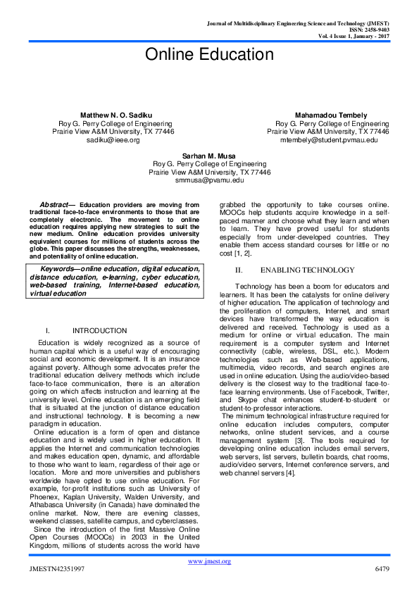 (PDF) Online Education