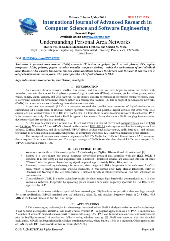 (PDF) Understanding Personal Area Networks