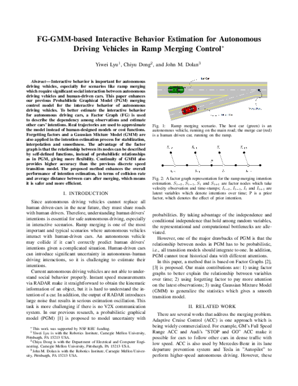 Pdf Fg Gmm Based Interactive Behavior Estimation For Autonomous Driving Vehicles In Ramp