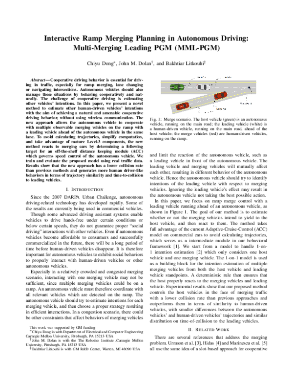 (PDF) Interactive ramp merging planning in autonomous driving: Multi ...