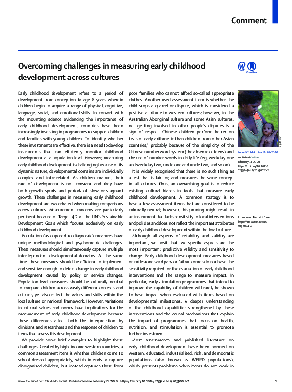 (PDF) Overcoming challenges in measuring early childhood development ...