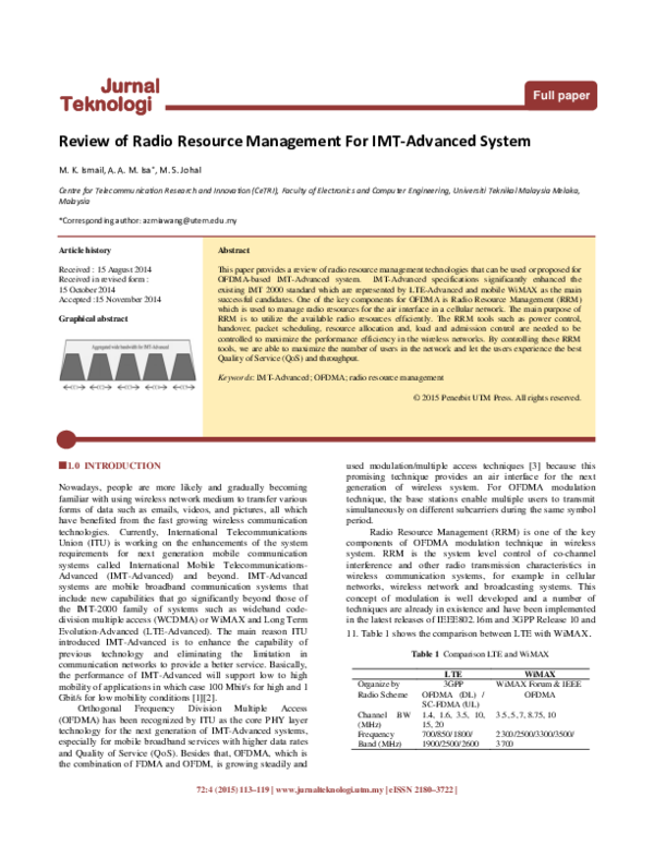(PDF) Review of Radio Resource Management For IMT-Advanced System