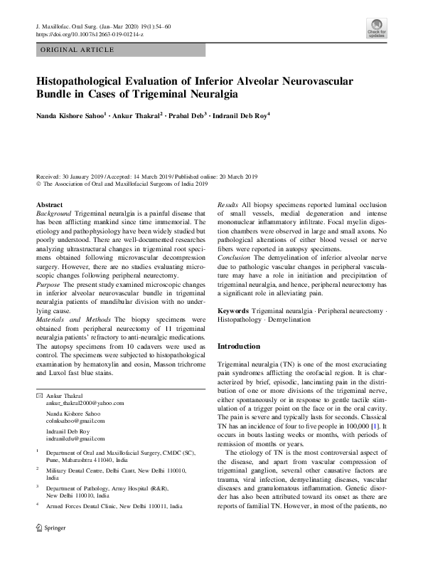 (PDF) Histopathological Evaluation of Inferior Alveolar Neurovascular ...