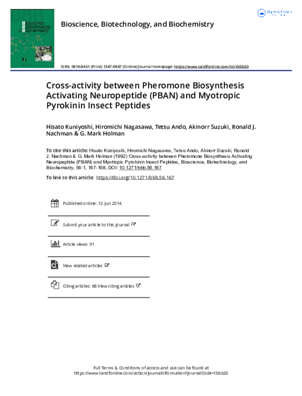 (PDF) Cross-activity between Pheromone Biosynthesis Activating ...
