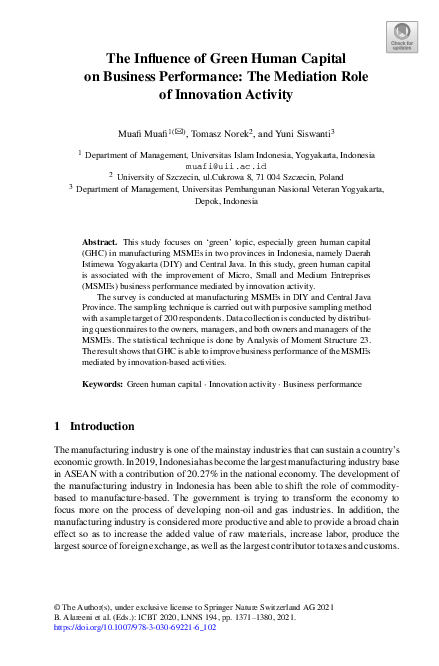 (PDF) The Influence of Green Human Capital on Business Performance: The ...