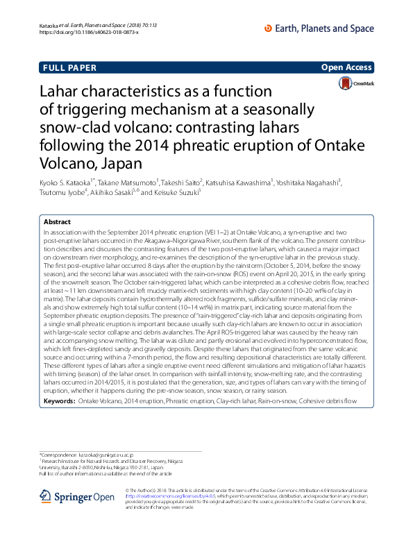 (PDF) Lahar characteristics as a function of triggering mechanism at a ...