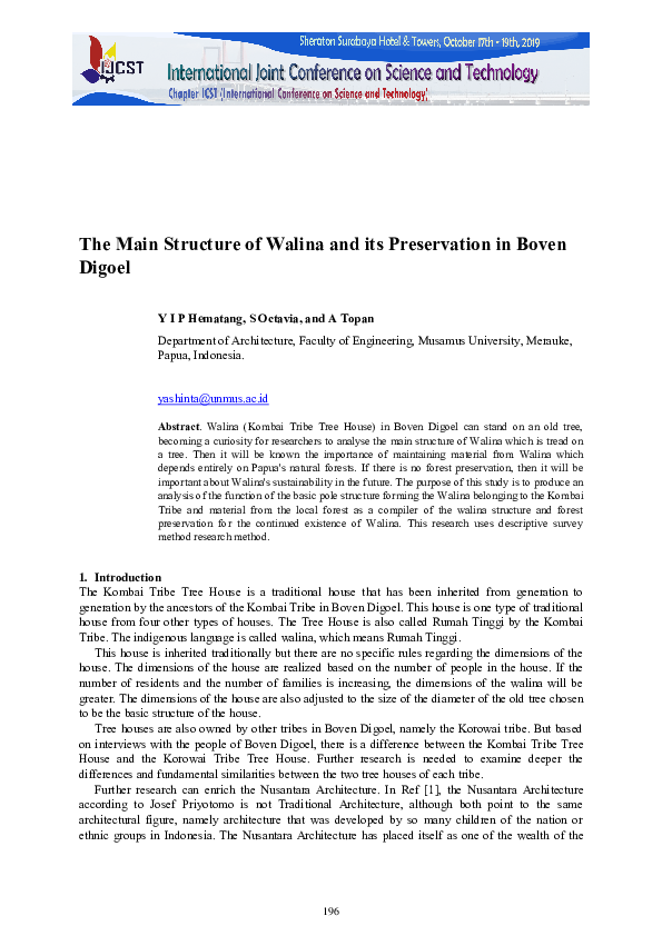 (PDF) The Main Structure of Walina and its Preservation in Boven Digoel