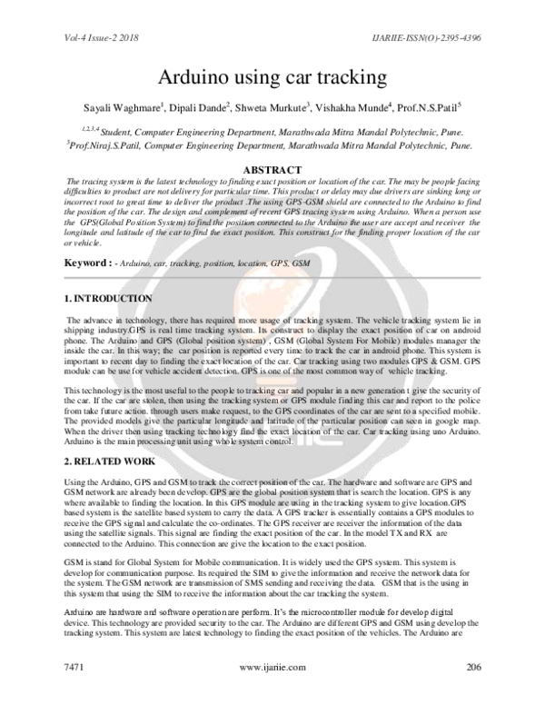 (PDF) Arduino Using Car Tracking