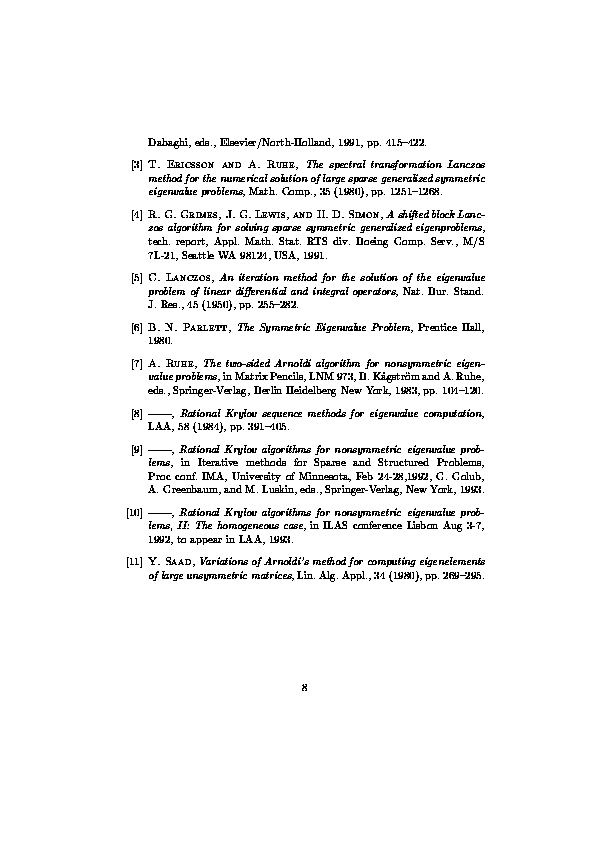 Pdf 3 T Ericsson And A Ruhe The Spectral Transformation Lanczos