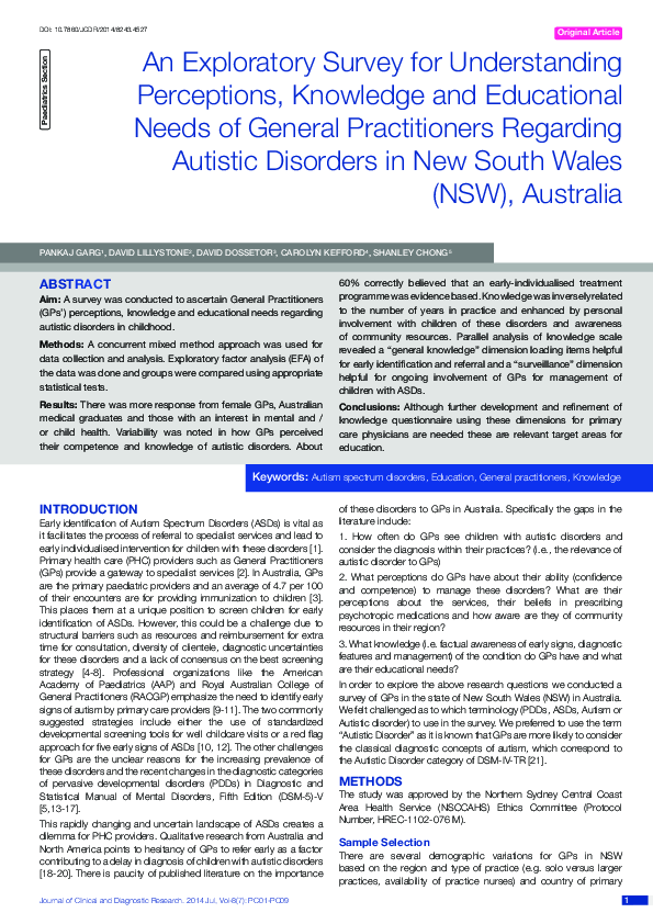 (PDF) An Exploratory Survey for Understanding Perceptions, Knowledge and Educational Needs of ...