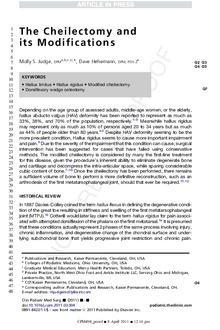 (PDF) The cheilectomy and its modifications