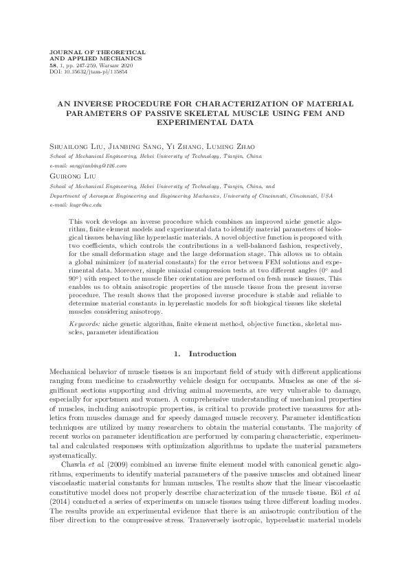 (PDF) An inverse procedure for characterization of material parameters of passive skeletal ...