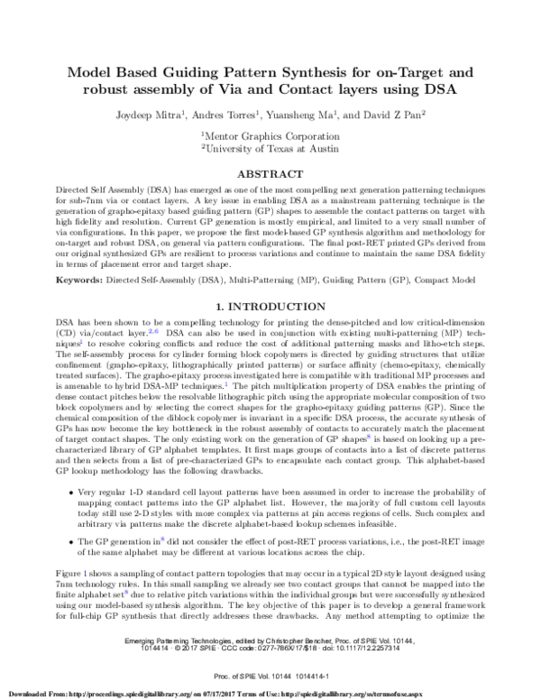(PDF) Model-based guiding pattern synthesis for on-target and robust assembly of via and contact ...