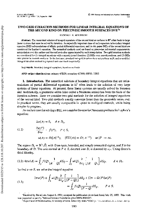 (PDF) Two-Grid Iteration Methods for Linear Integral Equations of the Second Kind on Piecewise ...