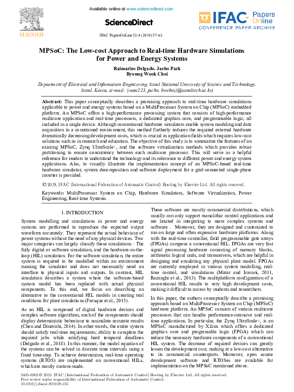 (PDF) MPSoC: The Low-cost Approach to Real-time Hardware Simulations for Power and Energy Systems